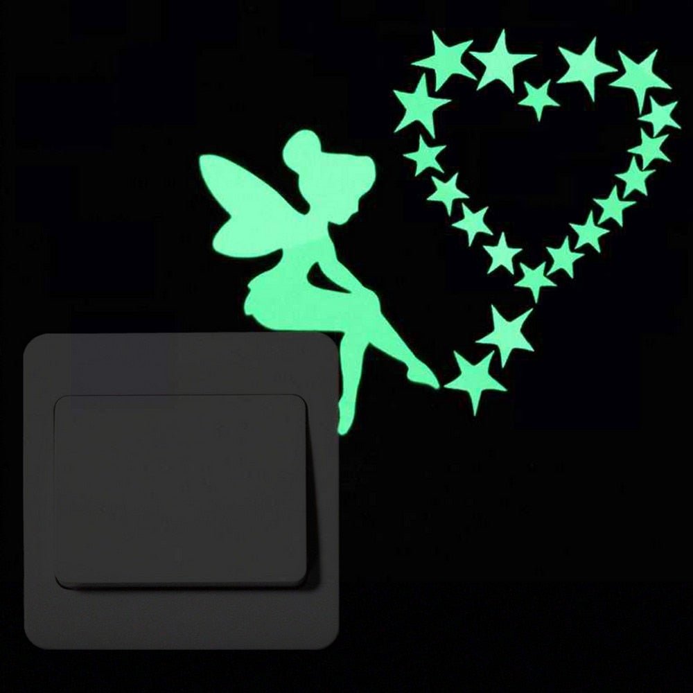 Luminous Cartoon Switch Sticker Collection – Glow-in-the-Dark Cat, Fai ...