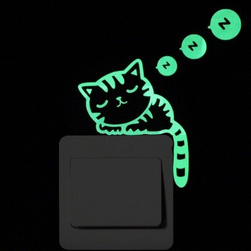 Luminous Cartoon Switch Sticker Collection – Glow-in-the-Dark Cat, Fai ...