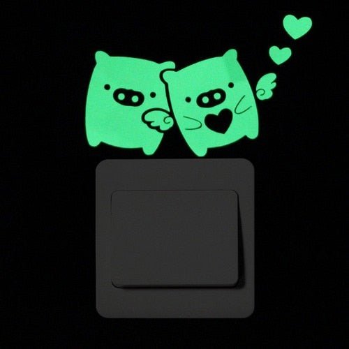 Luminous Cartoon Switch Sticker Collection – Glow-in-the-Dark Cat, Fai ...